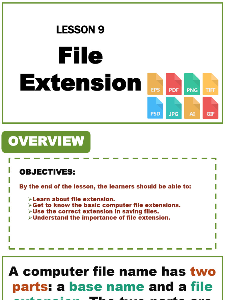 Lesson 9 File Extension | PDF | Computer File | File Format
