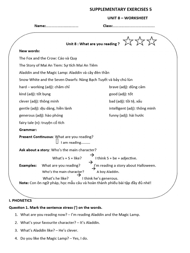 Unit 8: Reading and Fairy Tales | PDF | Linguistics