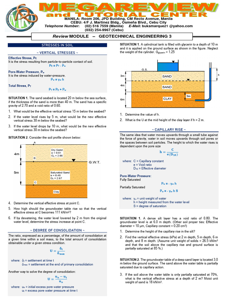 Review Module 24 - Geotechnical Engineering 3 - Part 1 & 2 | PDF | Earth Sciences | Applied And ...