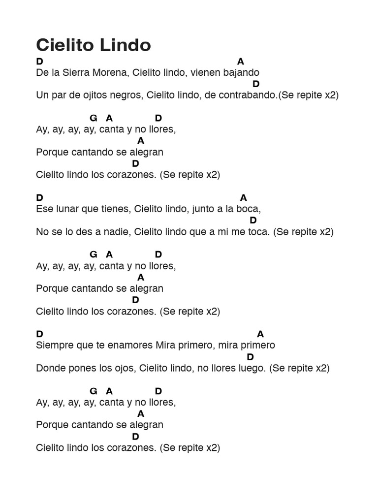 Letra y acordes de Cielito Lindo | PDF