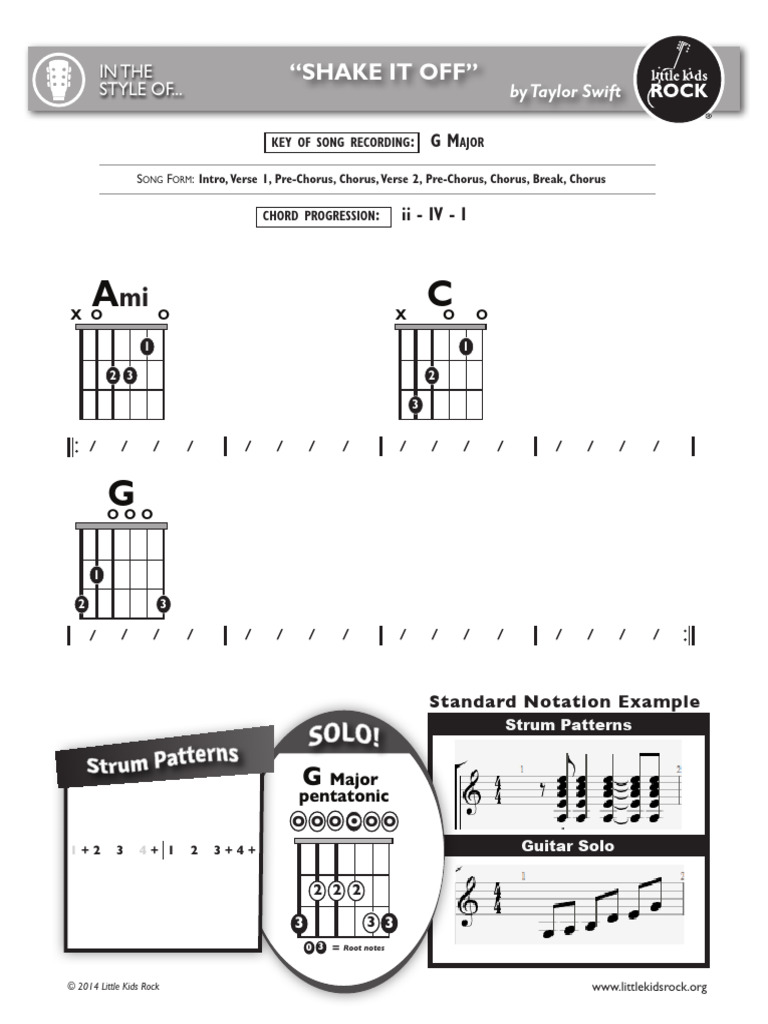 Guitar Strum Patterns for "Shake It Off" | PDF | Song Structure ...