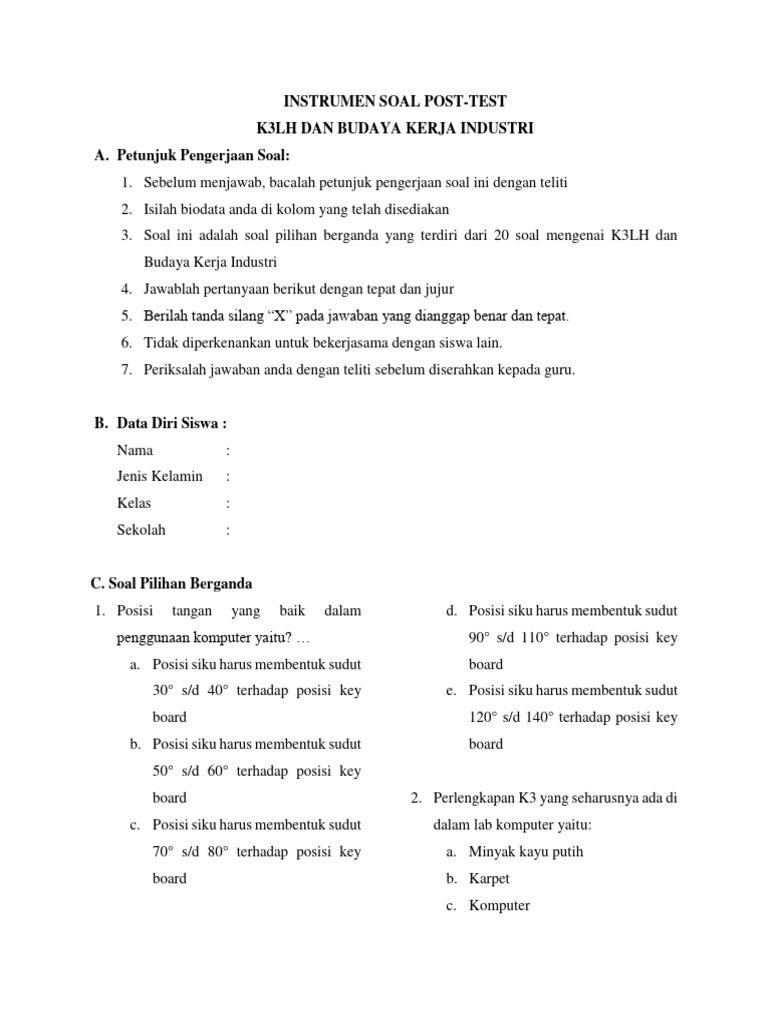 Instrumen Soal Post-Test | PDF