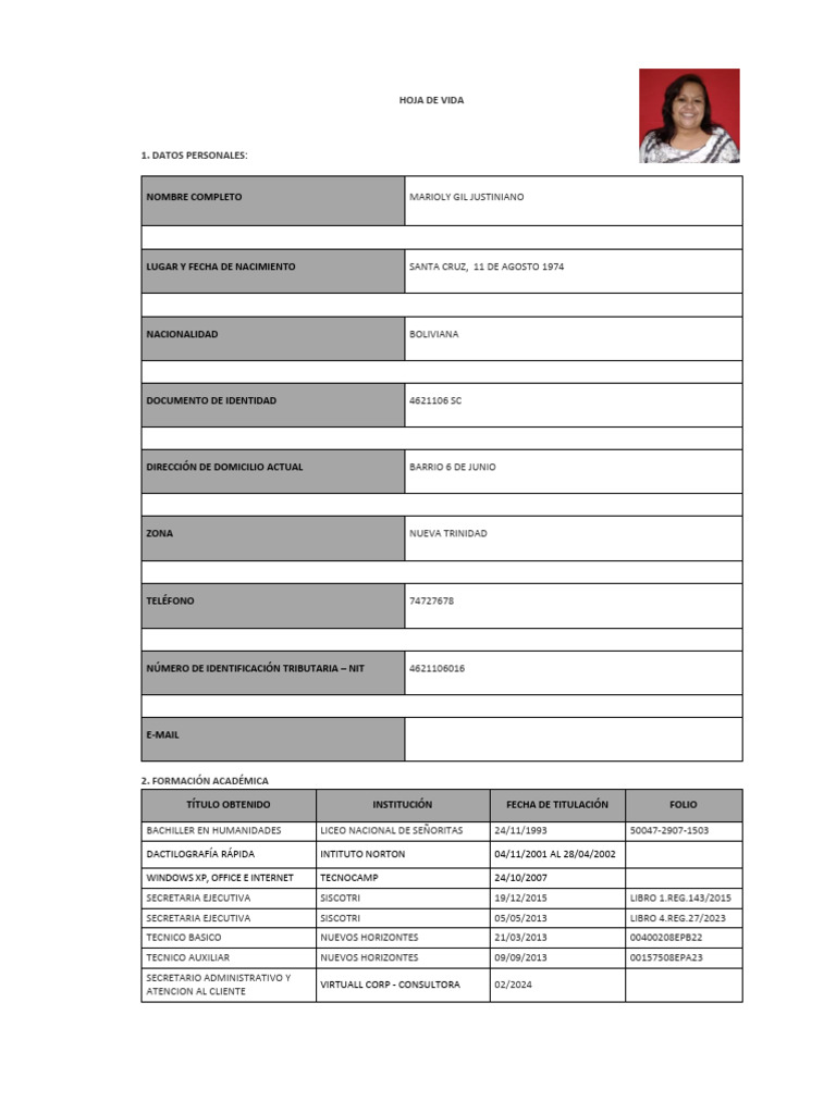 Curriculum Marioly Gil Justiniano | PDF | Hospital