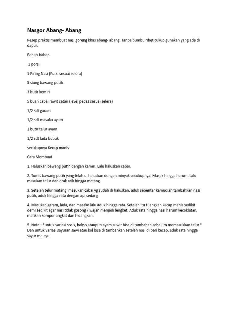 Nasgor Abang Abang | PDF