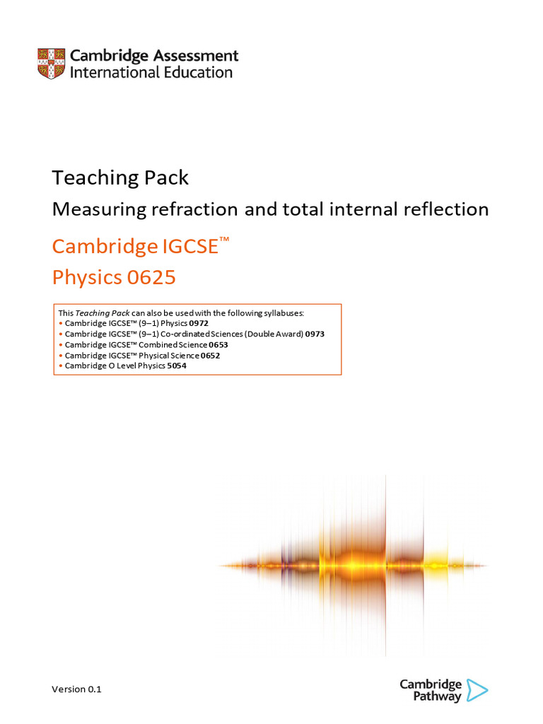 Teaching Pack Refraction | PDF | Reflection (Physics) | Refraction