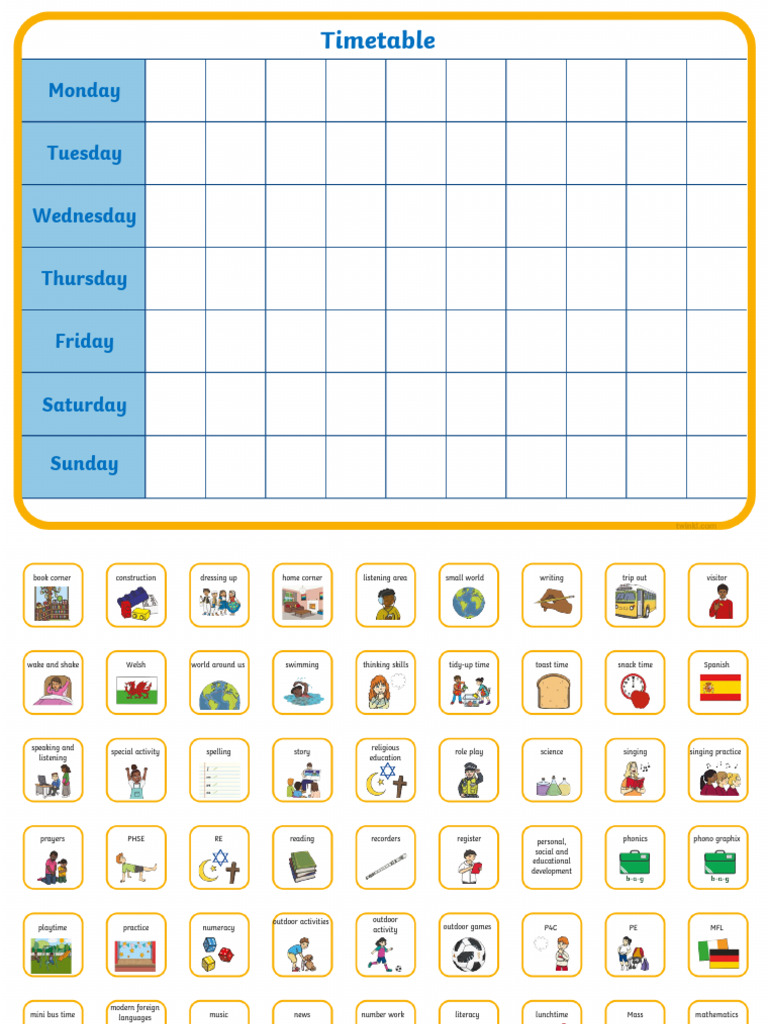 T C 079 Editable Mini Additional Visual Timetable Cards Ver 8 | PDF