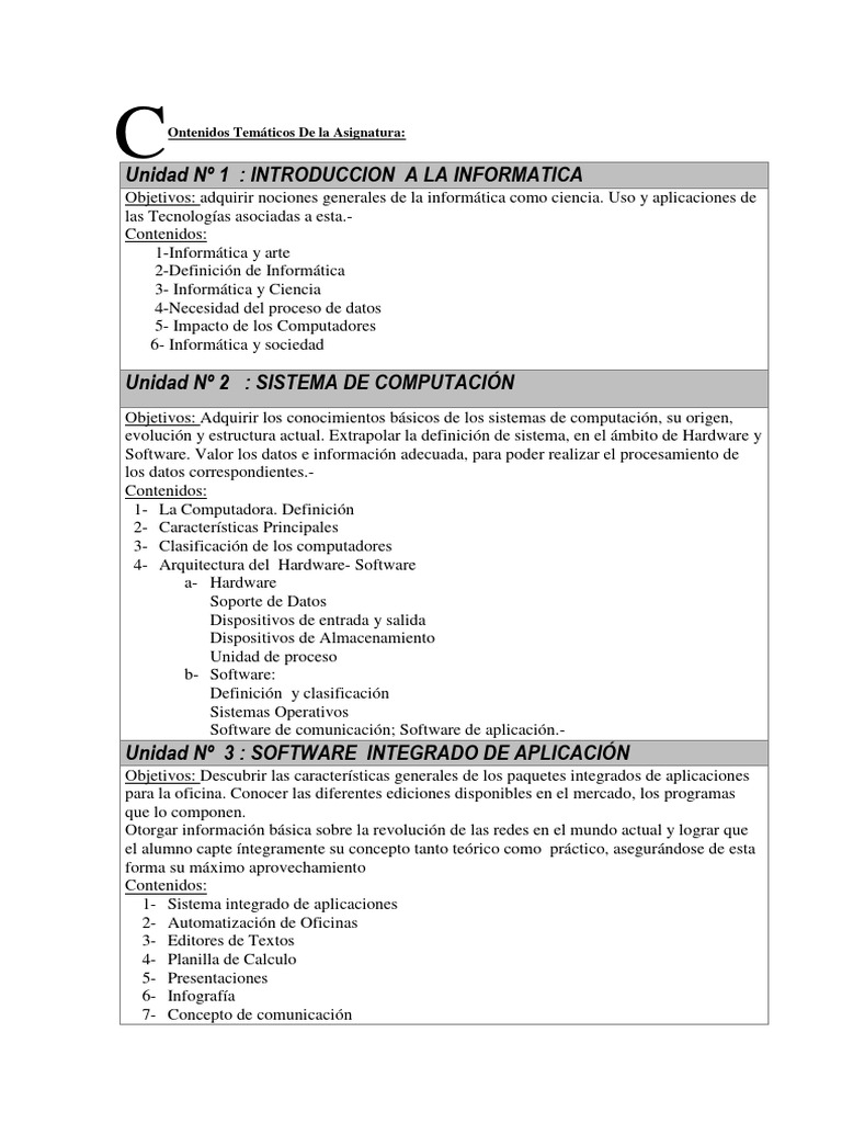 Programa Resumido | PDF | Informática | Hardware de la computadora