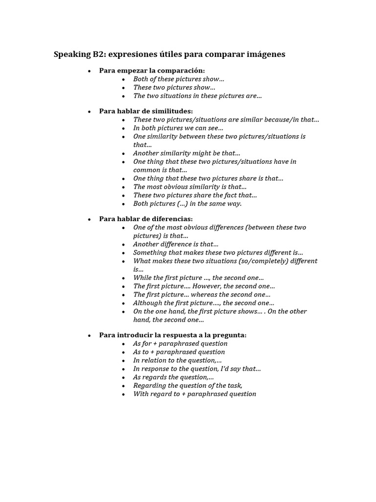 Useful Expressions SPEAKING B2 | PDF