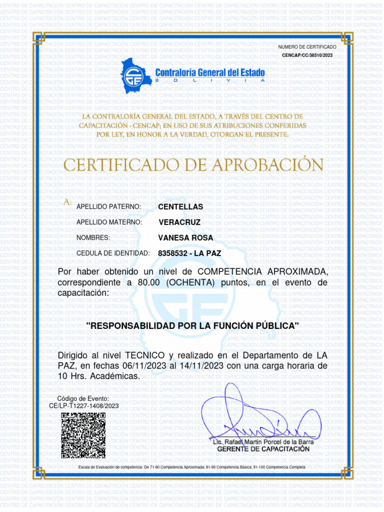 Certificado Responsabilidad Publica Cencap | PDF | Tecnología