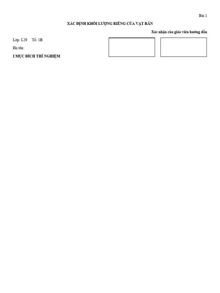 Bài 1 Do KLR Cua Vat Ran Dong Nhat | PDF