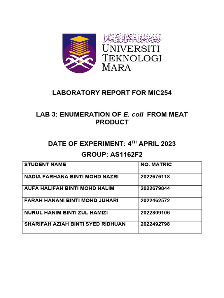 Lab Report Experiment 3 For Mic | PDF | Growth Medium | Colony Forming Unit