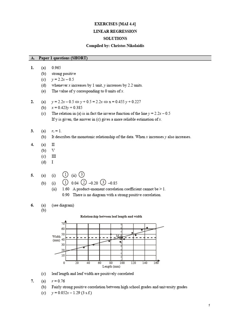 (MAI 4.4) LINEAR REGRESSION - Solutions | PDF | Statistical Analysis ... (MAI 4.4) LINEAR REGRESSION - Solutions | PDF | Statistical Analysis ...