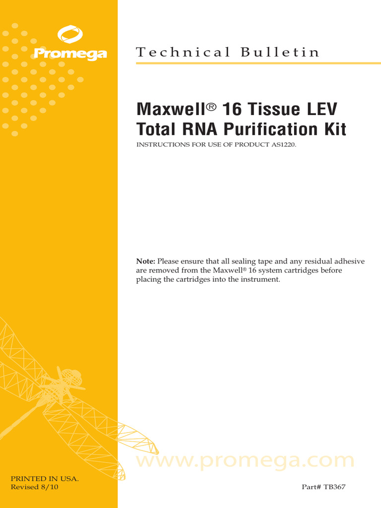 Maxwell 16 Tissue LEV Total RNA Purification Kit | PDF | Protein ...