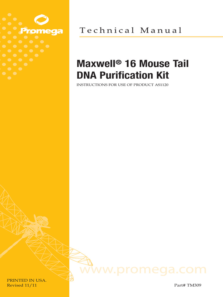 Maxwell 16 Mouse Tail DNA Purification Kit Protocol | PDF | Protein ...