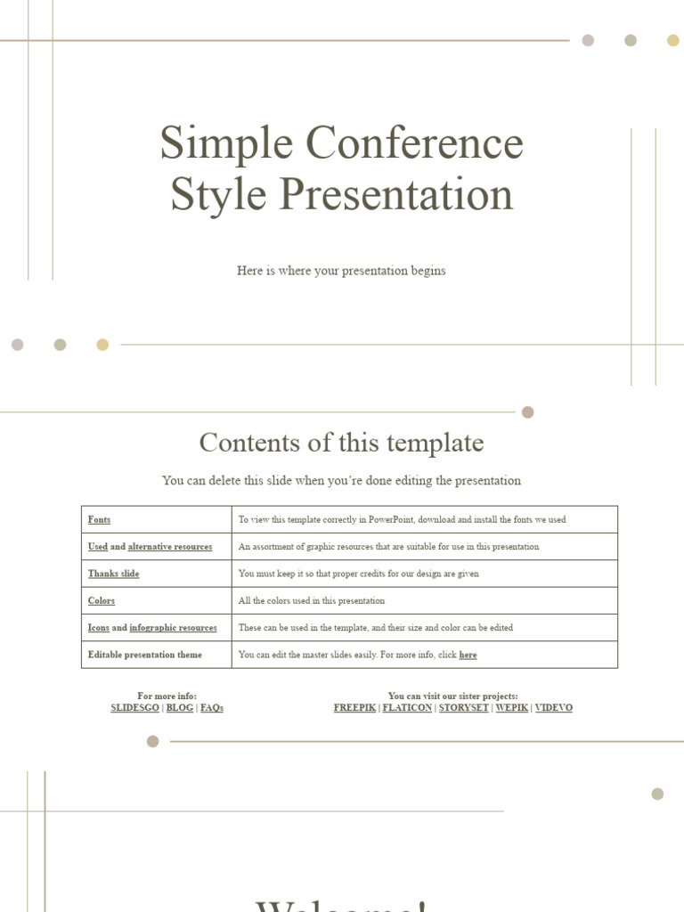 Simple Conference Style Presentation by Slidesgo | PDF