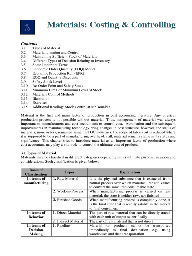 Material Costing & Controlling | PDF | Inventory | Business