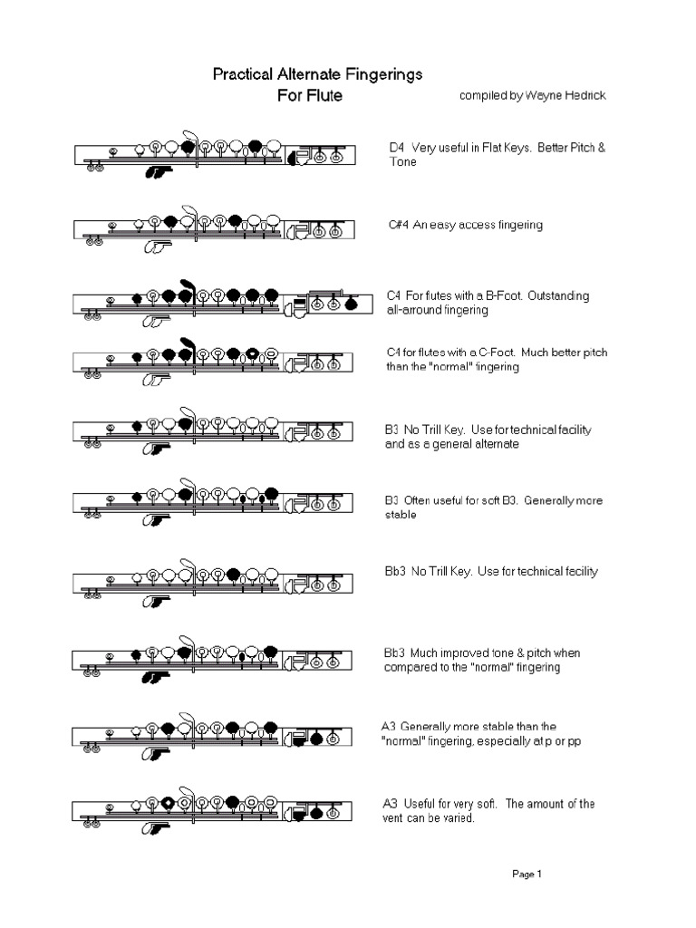 Flute Fingerings, Portrait, 8x11 | PDF