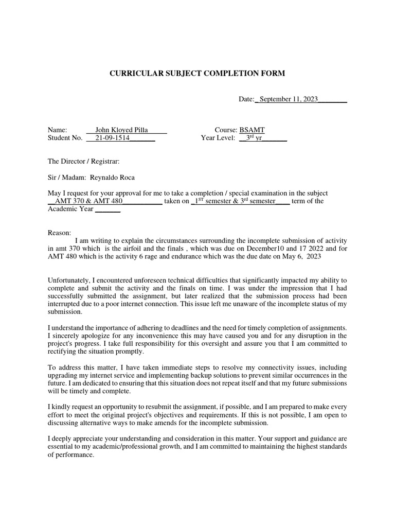 Subject Completion Form | PDF | Career & Growth | Business
