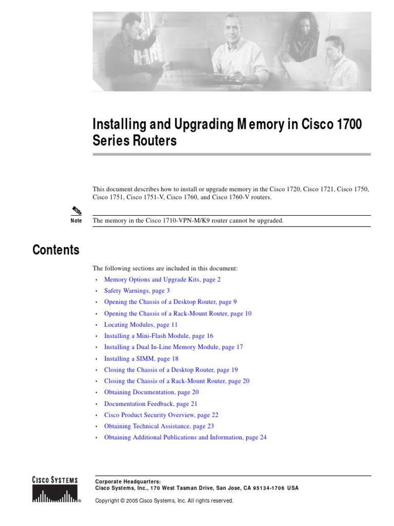 Cisco 1700 Memory Upgrades | PDF | Electrostatic Discharge | Electricity