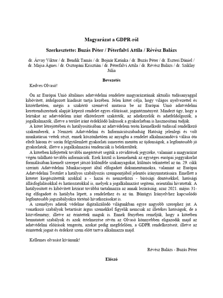 Magyarázat A GDPR | PDF