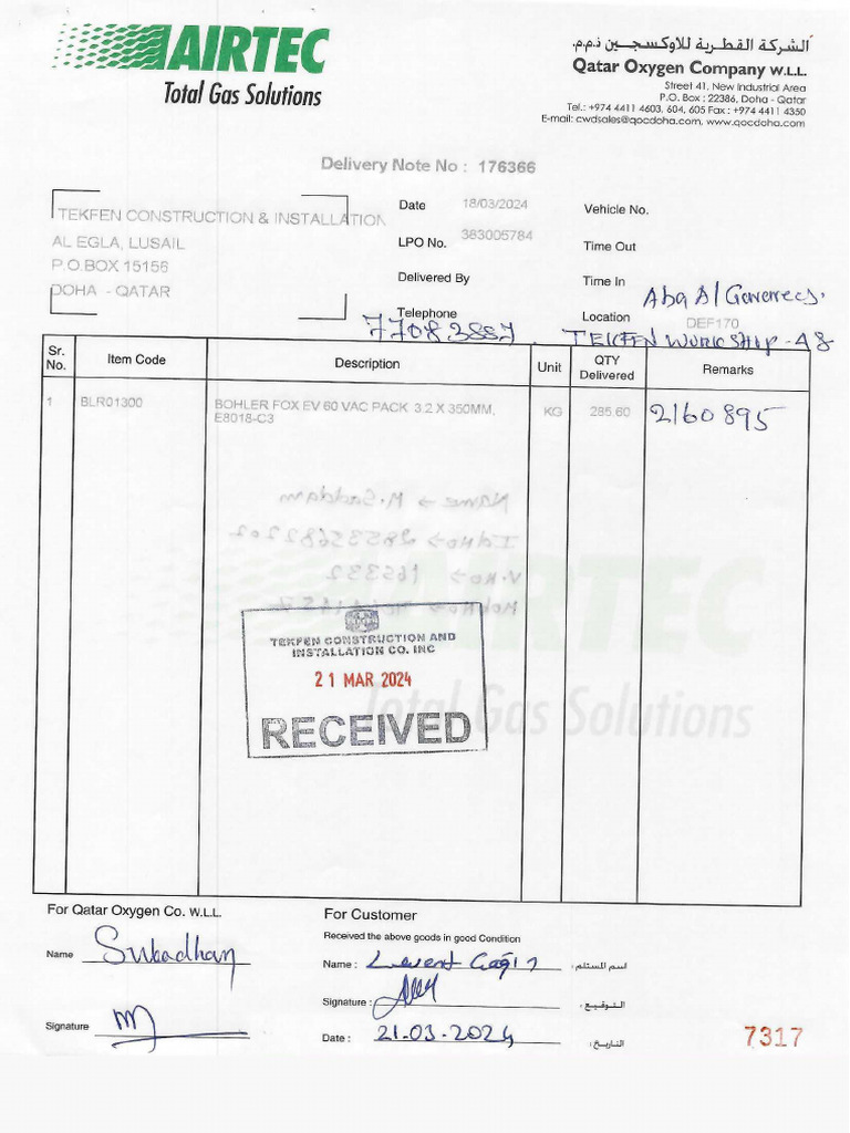 Delivery Note & Certificate-4 | PDF