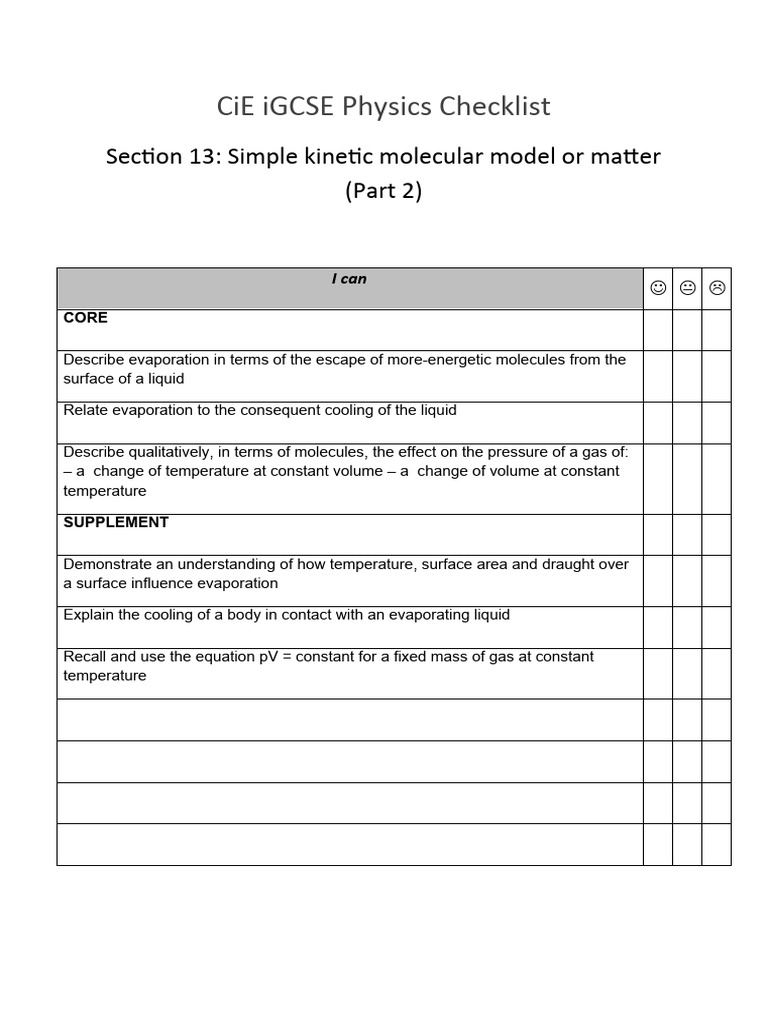 CiE IGCSE Physics Checklist Section 13 | PDF CiE IGCSE Physics Checklist Section 13 | PDF
