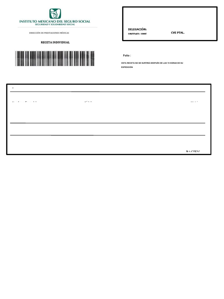 Formato de Receta Medica Imss Editable | PDF
