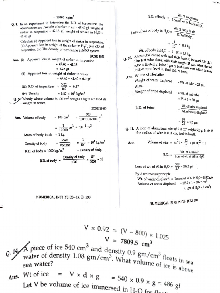 Physics | PDF | Buoyancy | Density