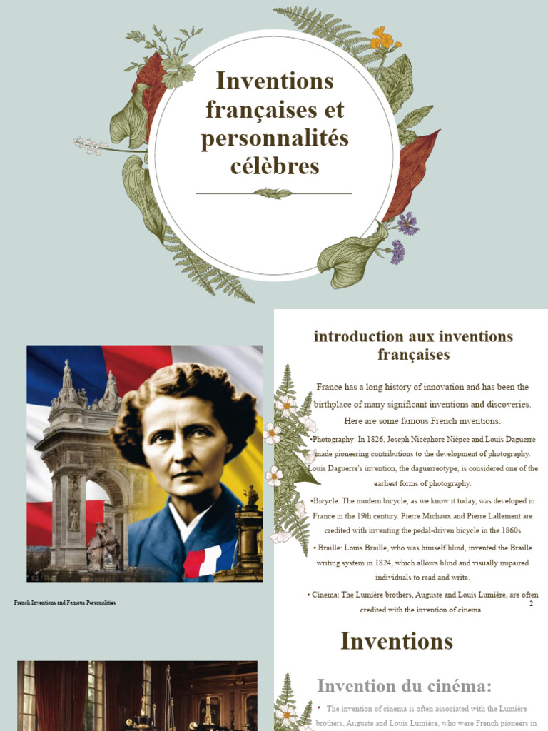 French Inventions and Famous Personalities | PDF | Marie Curie | Claude ...