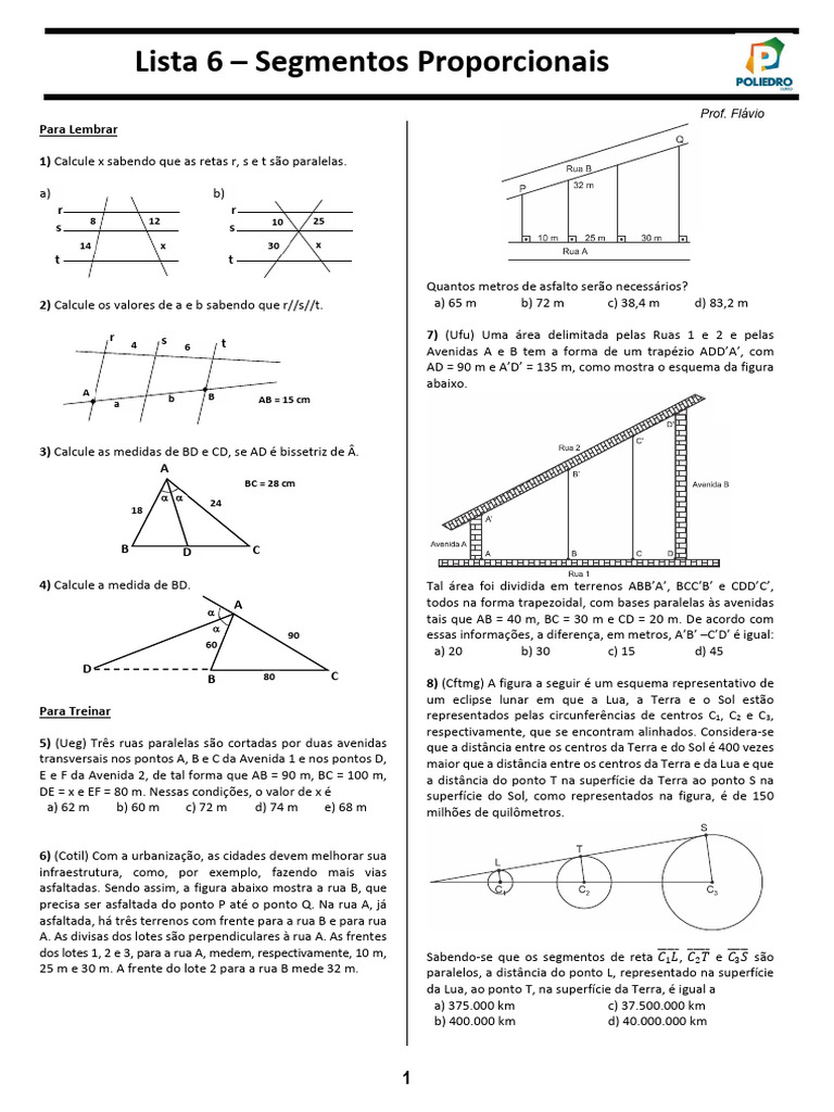 Segmentos Proporcionais | PDF | Triângulo | Geometria Elementar