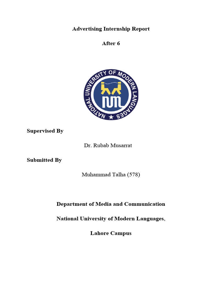 Advertising Internship Report Talha | PDF | Digital Marketing | Brand