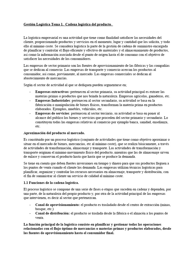 Logistica tema 1 | PDF | Logística | Business