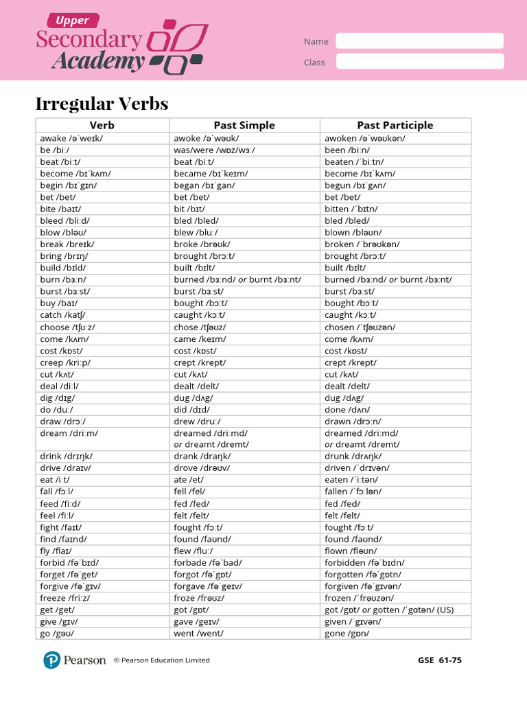 Complete Irregular Verbs List | PDF | Semantic Units | English Grammar
