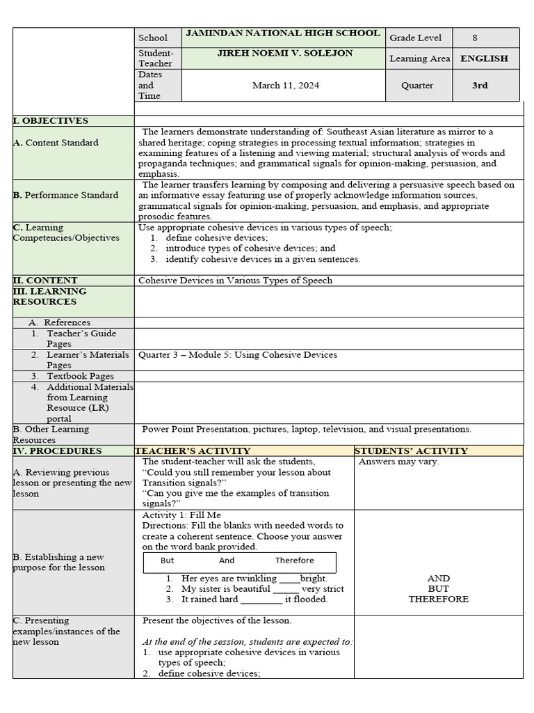 Cohesive Devices Day 1_1 | PDF | Learning | Cognitive Science