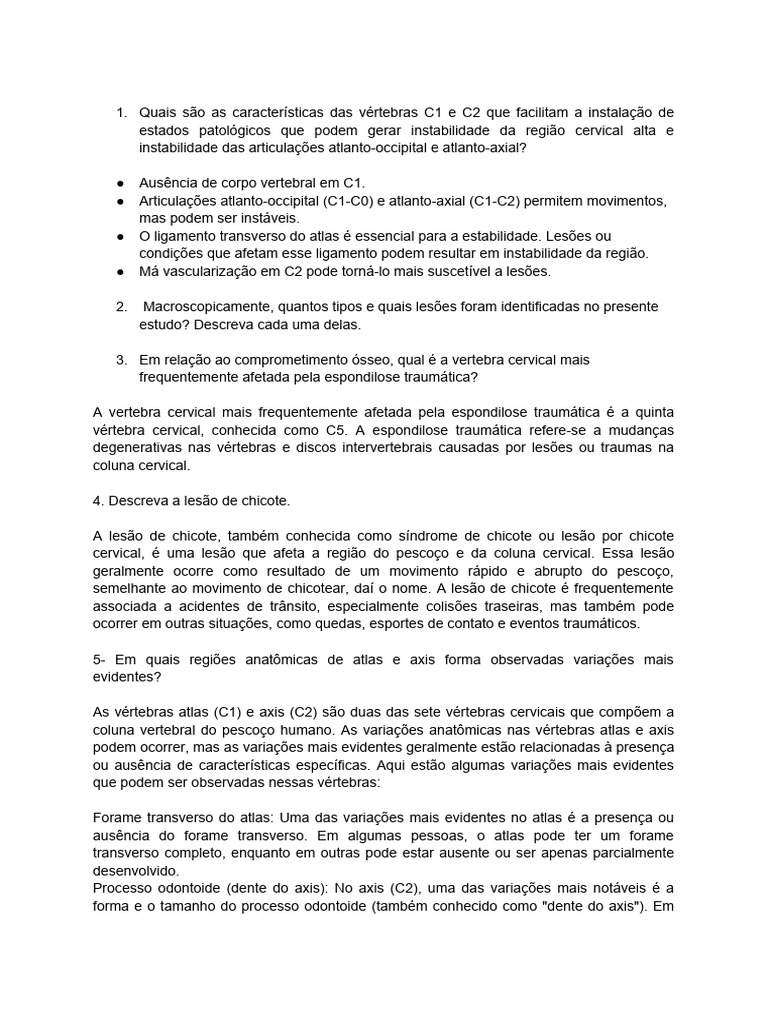 Atividade Complementar 02 - Leitura de Artigo | PDF | Coluna vertebral | Vértebra