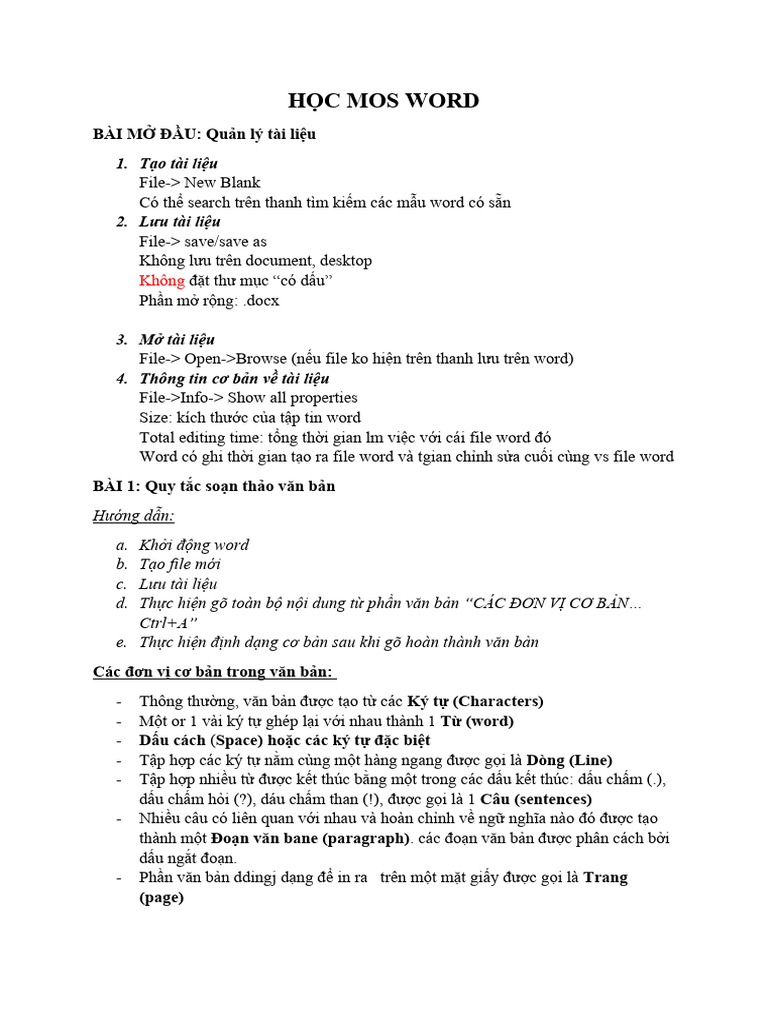 HỌC MOS WORD | PDF