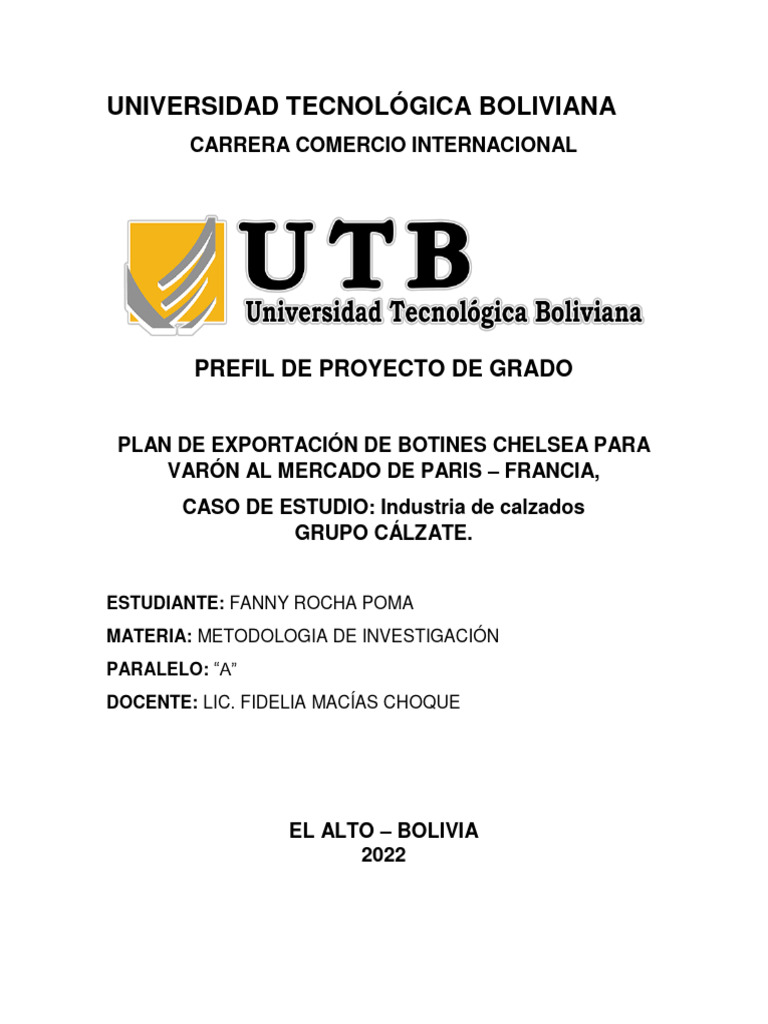 Ejemplo Proyecto de Grado (1) | PDF | Exportaciones | Bolivia