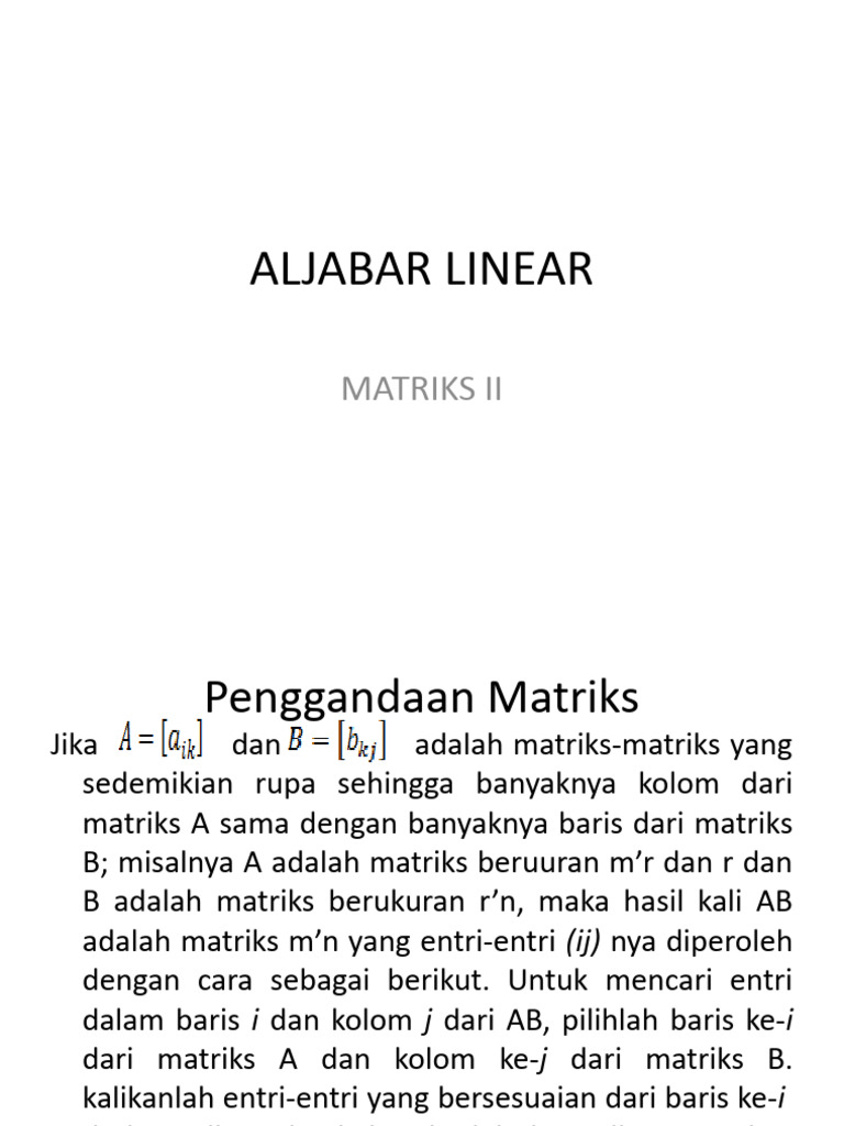 Aljabar Linear Matriks Ii | PDF | Metode & Bahan Ajar