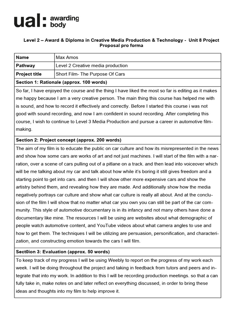 Ual Proposal Form-Fmp | PDF | Disciplines