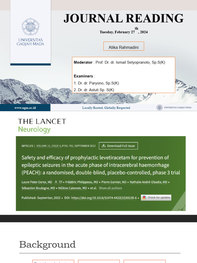 Presentasi Journal Reading CV ARA | PDF | Epilepsy | Clinical Trial