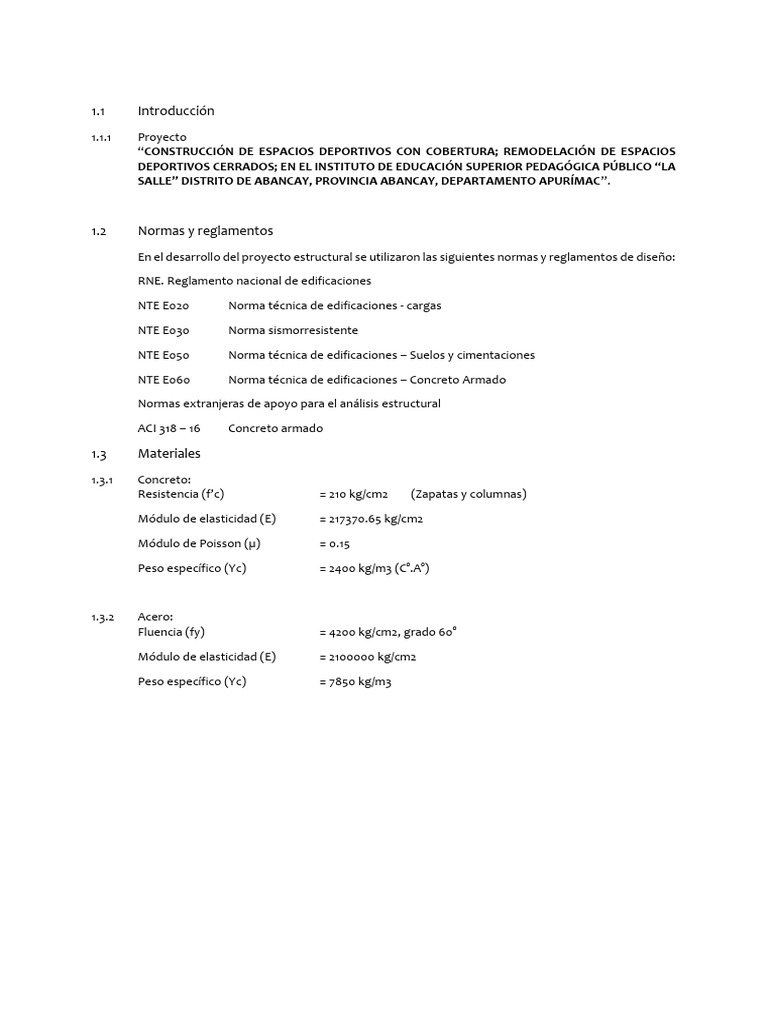 Construcción y Remodelación de Espacios Deportivos en Abancay | PDF | Fundación (Ingeniería ...
