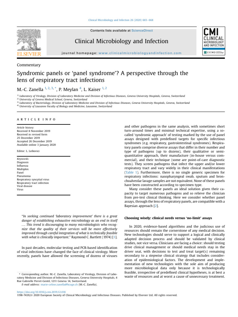 Syndromic Panel | PDF | Infection | Medical Microbiology