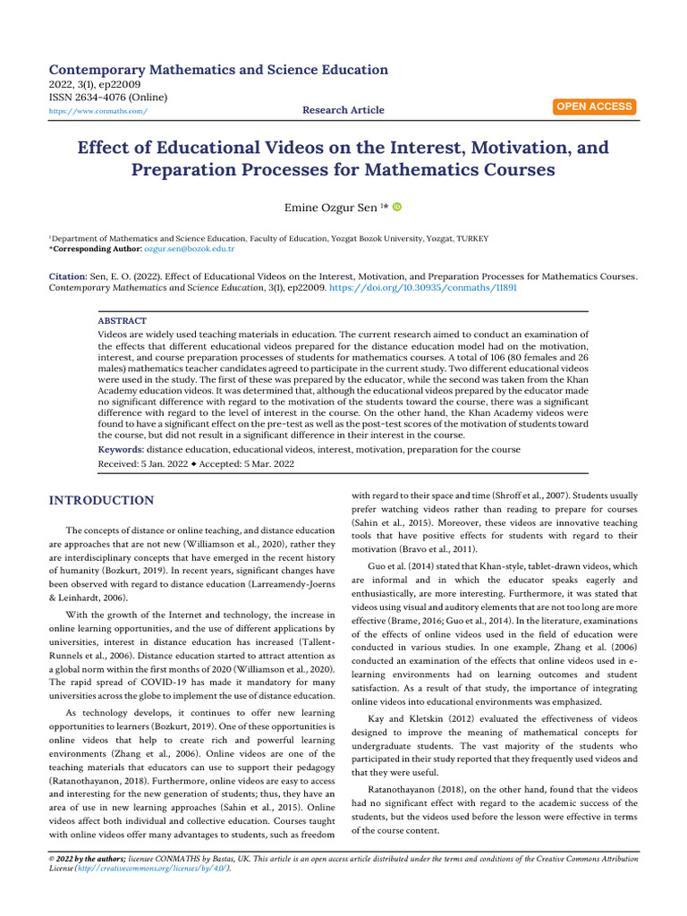 Effect of Educational Videos On The Interest Motivation and Preparation ...
