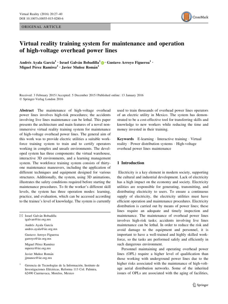 Virtual Reality Training System For Maintenance and Operation | PDF ...