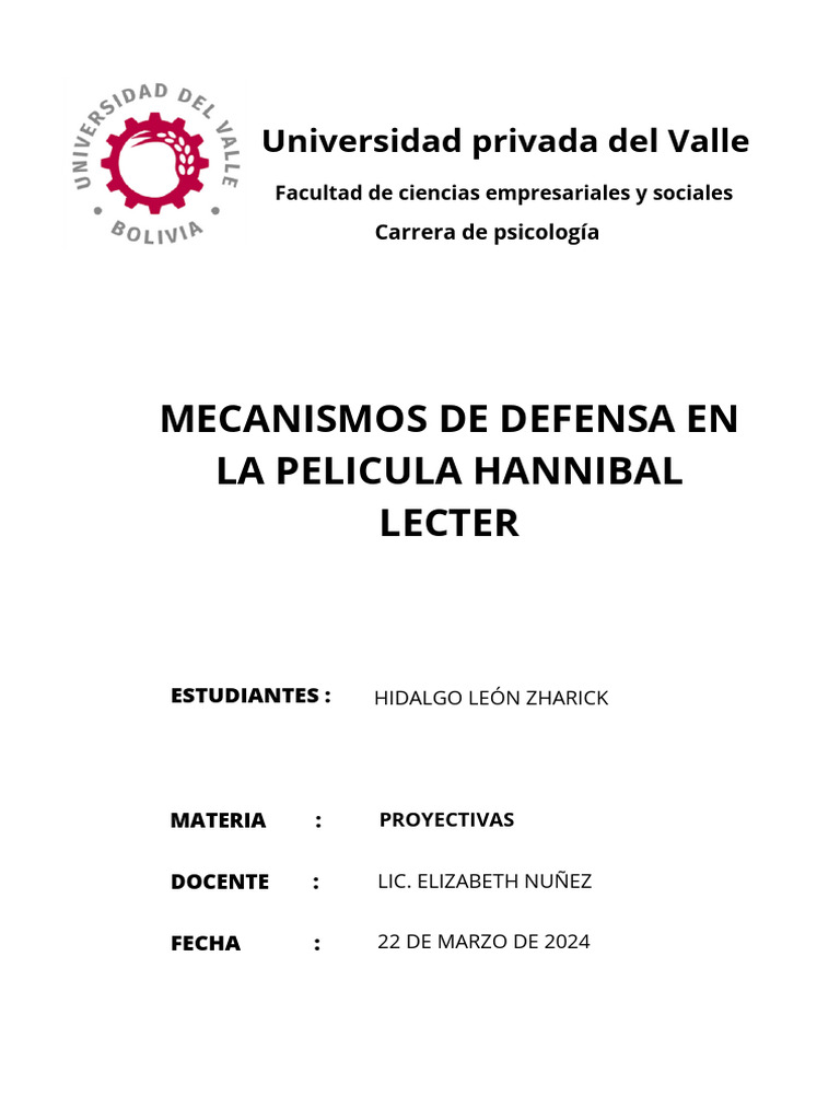 Mecanismos de Defensa Hannibal Lecter | PDF | Trauma psicólogico | Ira