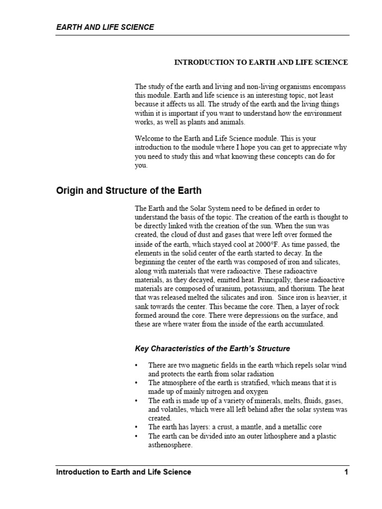 Introduction to Earth and Life Science | PDF | Rock (Geology) | Earth ...