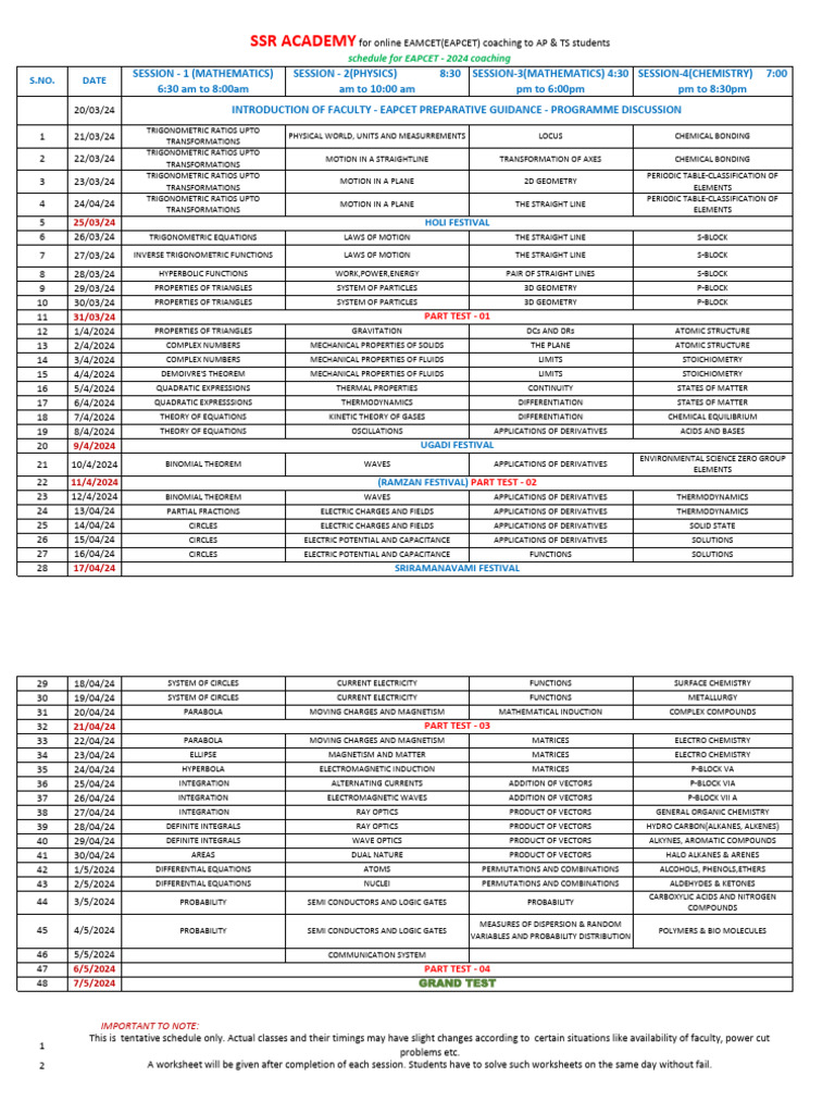 Schedule Final - 2024 | PDF | Chemistry | Electricity