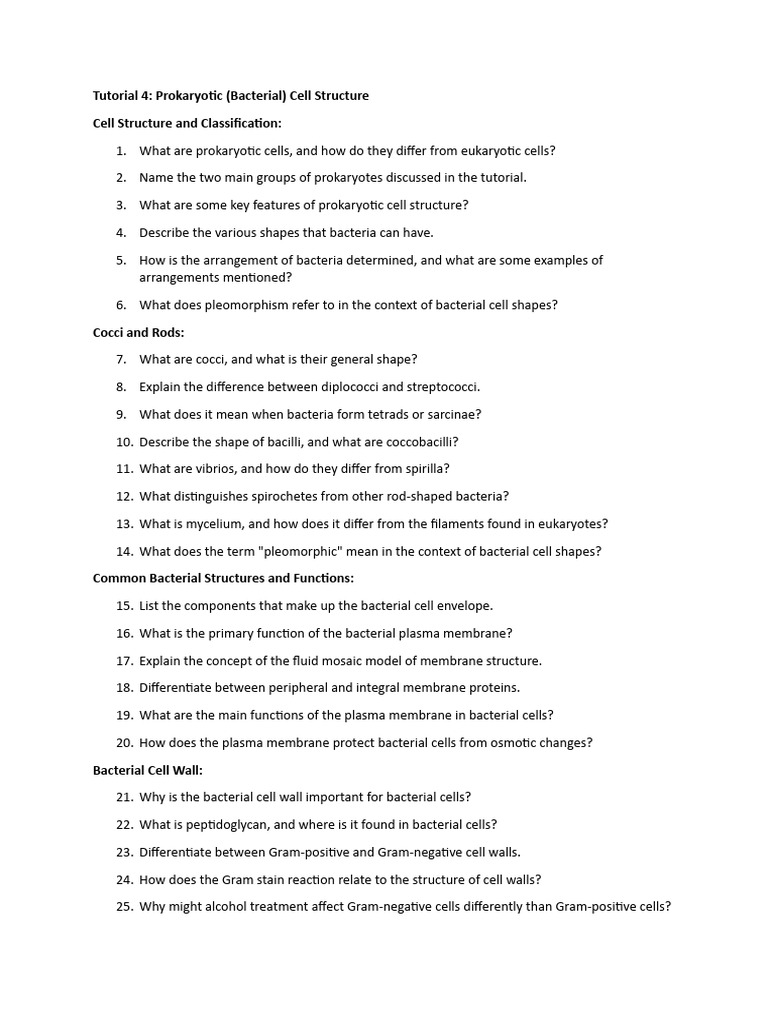 Tutorial 4 Microbiology 1 | PDF