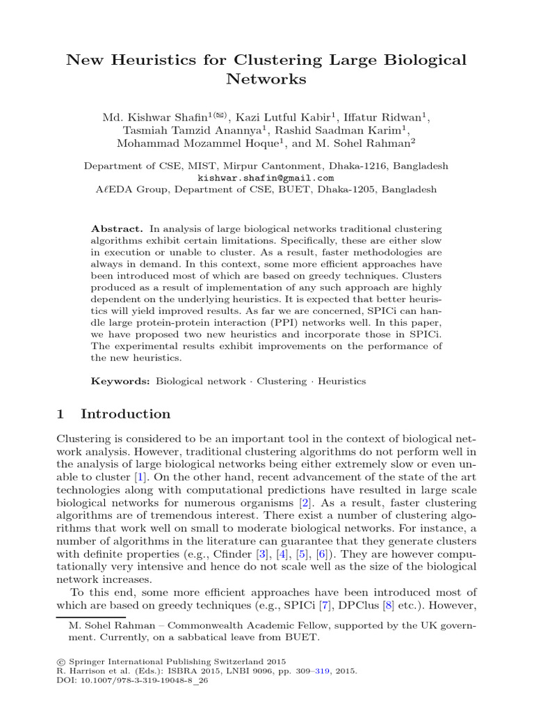 2.new Heuristics For Clustering Large Biol | PDF | Vertex (Graph Theory ...