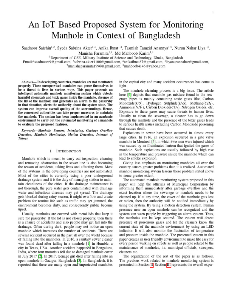 7.manhole Monitoring System | PDF | Sewerage | Sensor